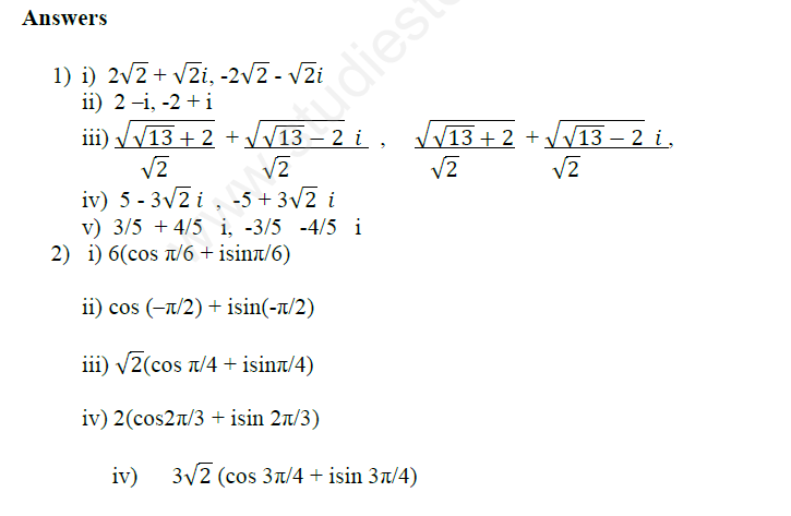 CBSE Class 11 Mathematics Complex Numbers and Quadratic Equations Assignment Set C